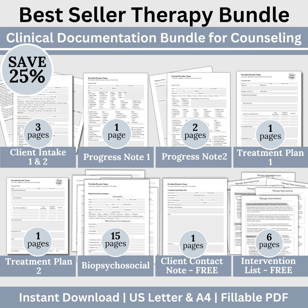 Therapy Forms Bundle: Streamline Documentation for Therapists & Counse ...