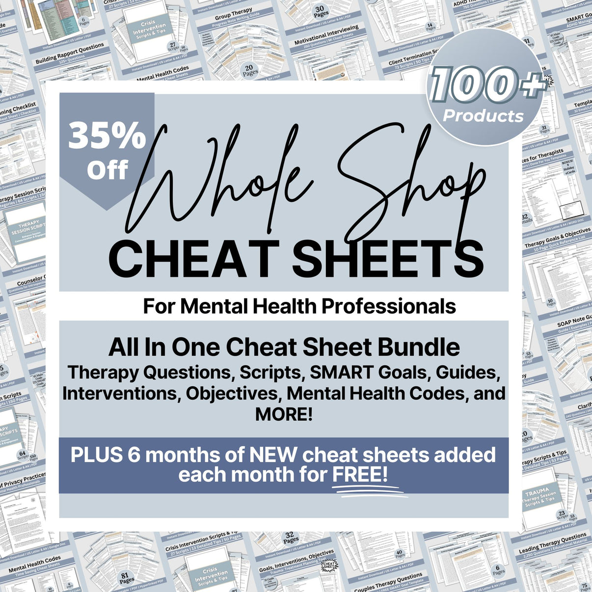 Whole Shop Bundle Therapy Cheat Sheets, Therapy Objectives and Goals ...