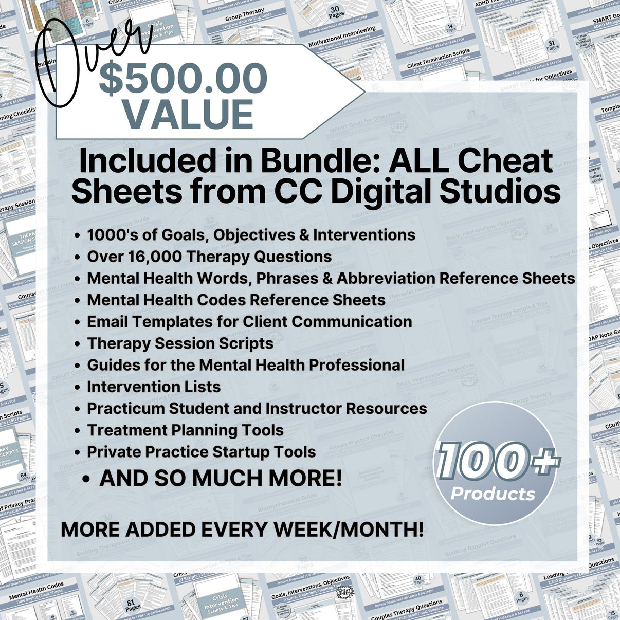 Whole Shop Bundle Therapy Cheat Sheets, Therapy Objectives and Goals ...