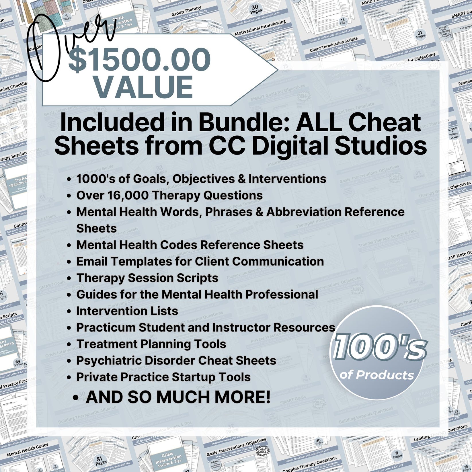 Whole Shop Bundle Therapy Cheat Sheets, Therapy Objectives and Goals ...