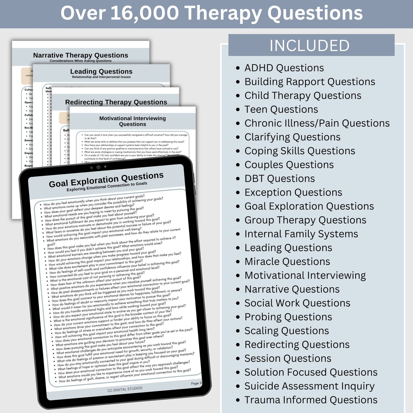 Therapy Questions Bundle: All 16,000 + Therapy Questions SAVE 40% with – CCDigitalStudios