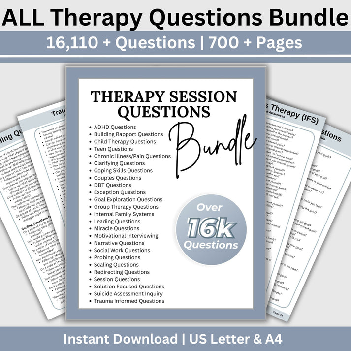 Therapy Questions Bundle: All 16,000 + Therapy Questions SAVE 40% with ...