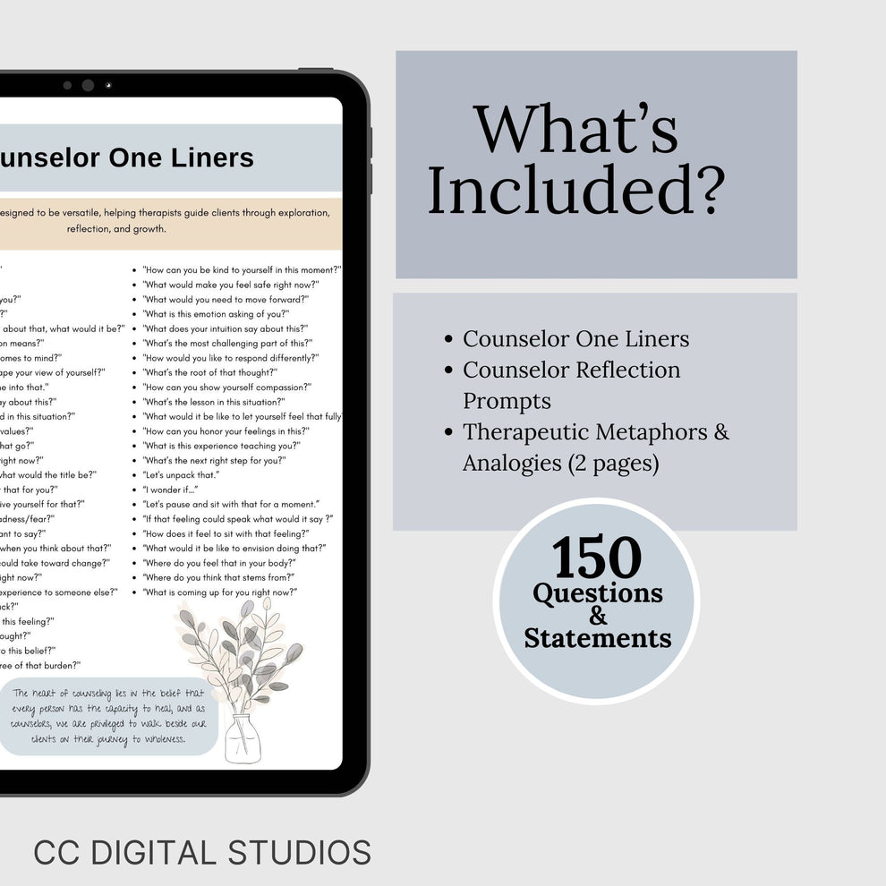 Counselor One Liners, Reflection Prompts & Metaphors: Mental Health Ch – CCDigitalStudios
