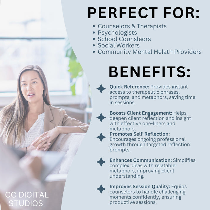 Counselor One Liners, Reflection Prompts & Metaphors: Mental Health Ch ...