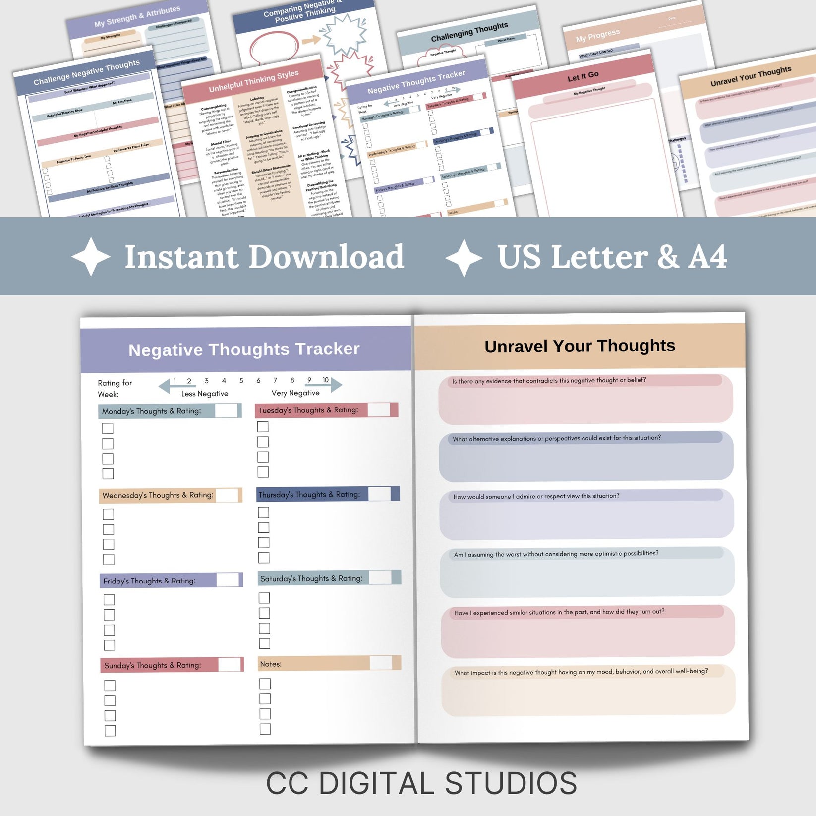 CBT Therapy Worksheets: Turn Negative Thoughts into Positive ...