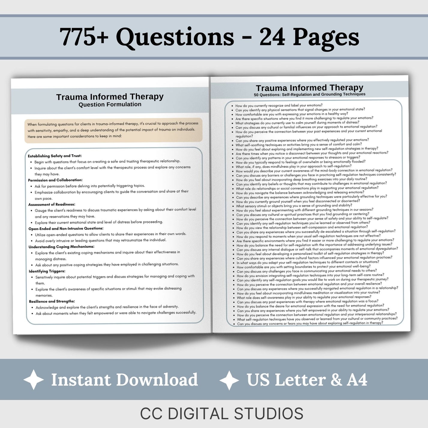 Trauma-Informed Therapy Questions Cheat Sheet: 750 Probing Questions f ...