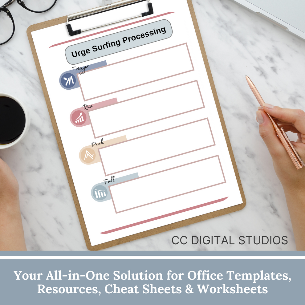 Urge Surfing Therapy Worksheets: Navigate Cravings and Foster Emotiona ...