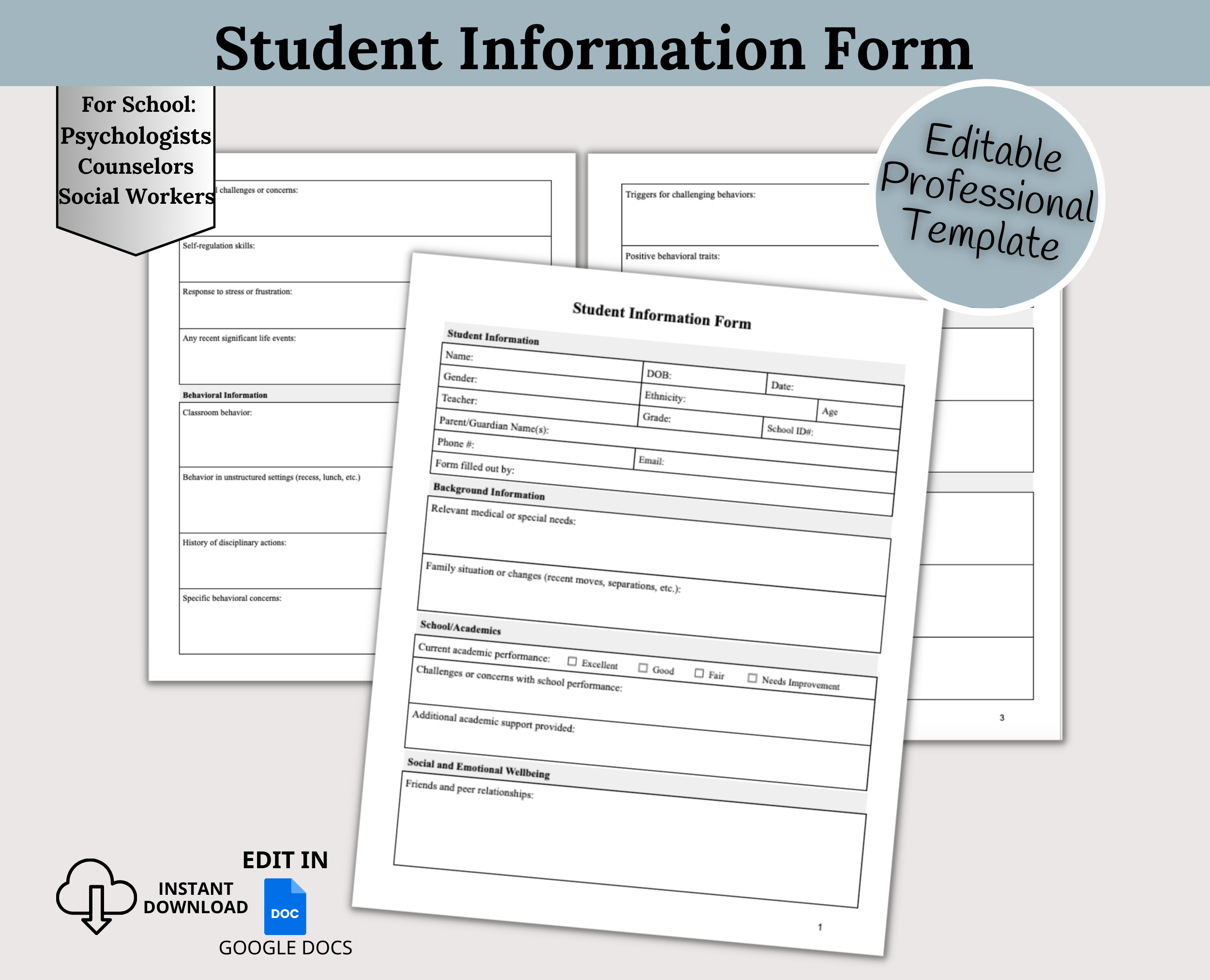 Student Information Form – CCDigitalStudios