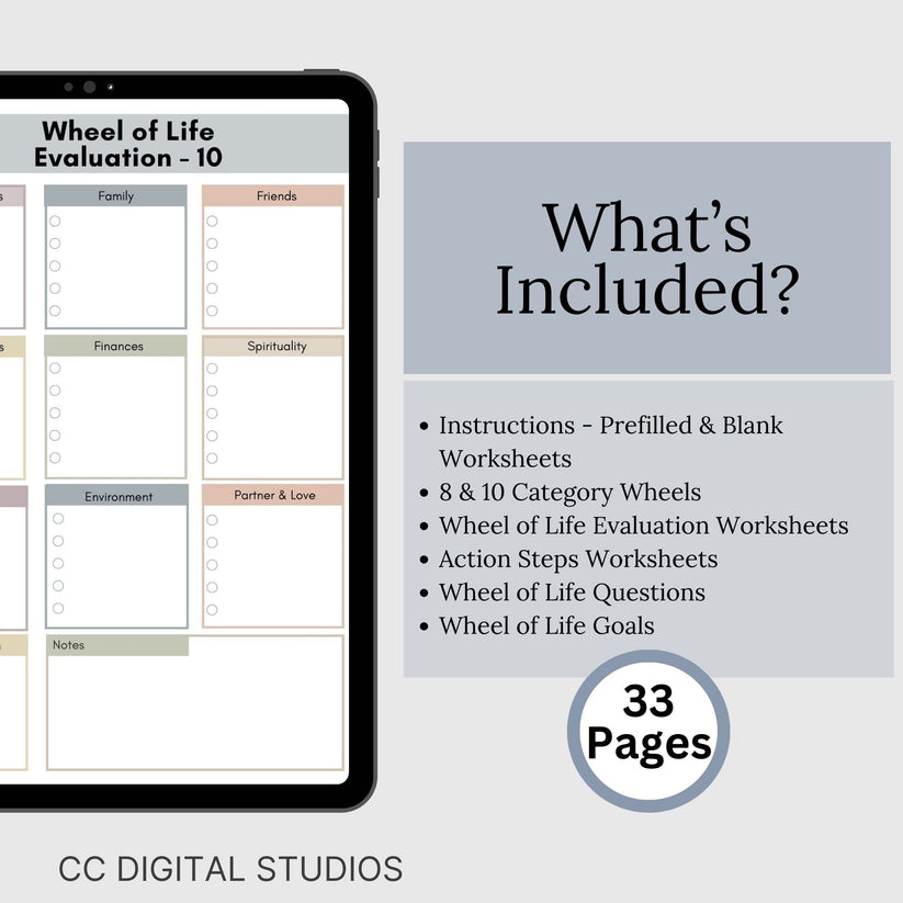 Wheel of Life Balance Therapy Worksheets: Self-Reflection and Growth T ...