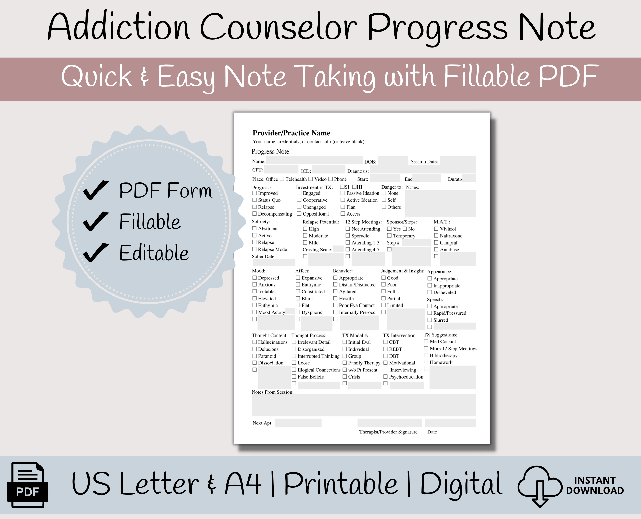 Addiction Counselor Progress Note – CCDigitalStudios
