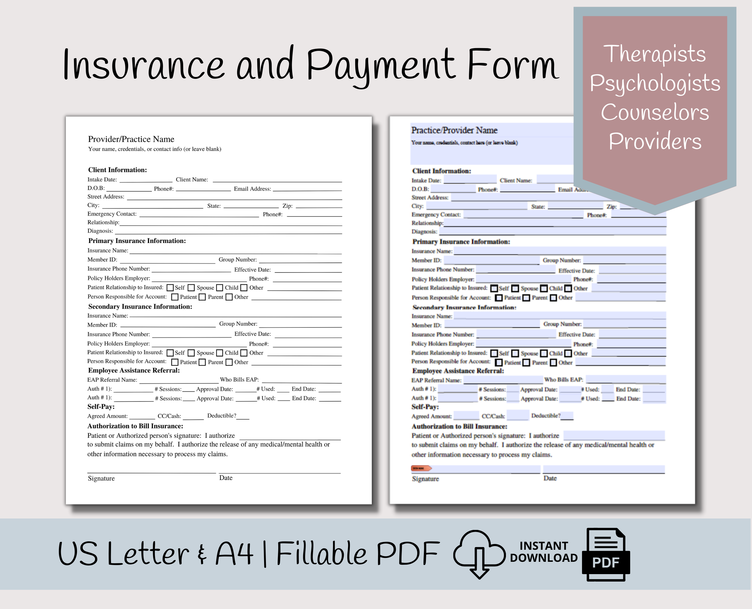 Insurance Payment Verification Form for Mental Health Professionals ...