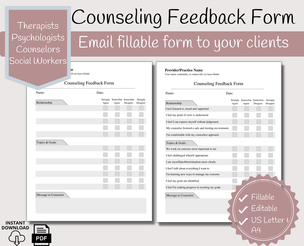 Client Feedback Form: Improve Counseling Effectiveness – CCDigitalStudios
