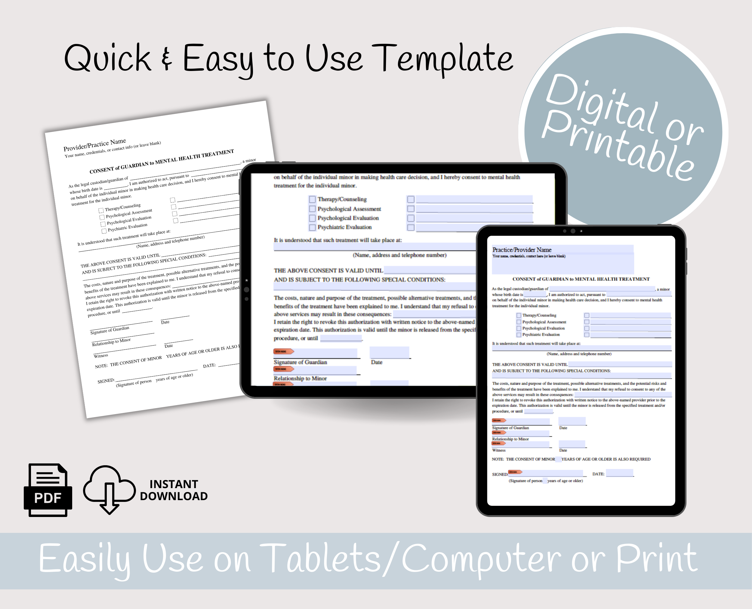 Guardian Consent for Minor Mental Health Treatment Template ...