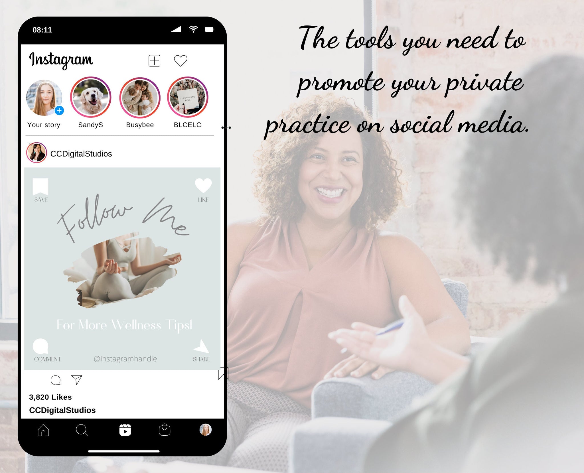 Therapist Instagram Marketing Template: 50 Editable Canva Posts for Pr ...